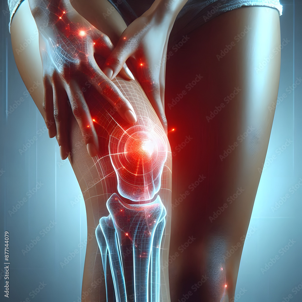 Inflamed Knee Joint | A detailed image of a woman suffering from severe ...