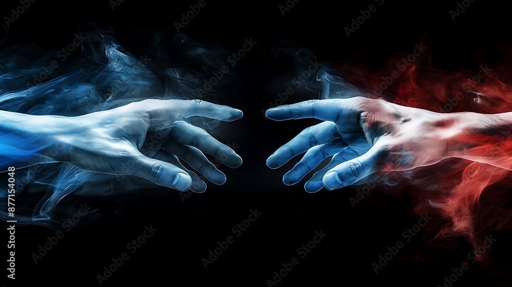 Two hands reaching out to each other but not touching, representing ...