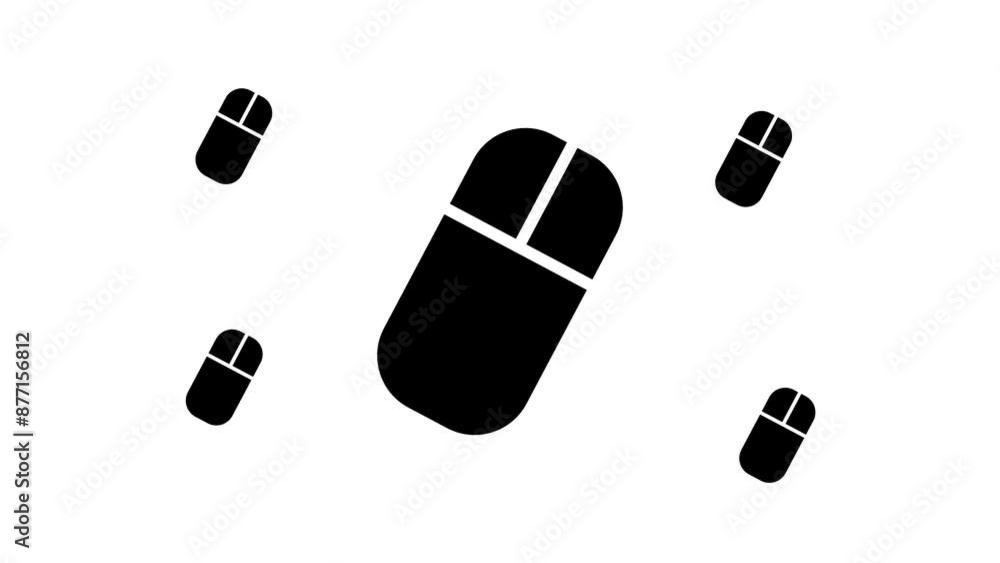 Zoom in and out animation the computer mouse symbol. Large black symbol ...