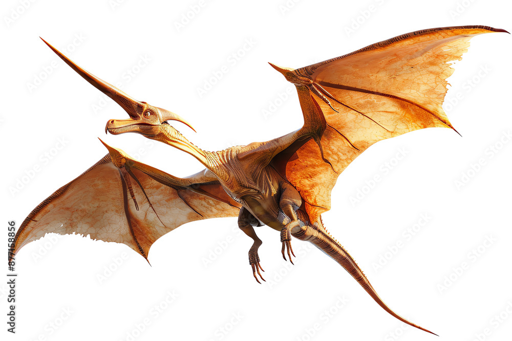Illustration of a flying pterodactyl with wings spread wide, showcasing ...