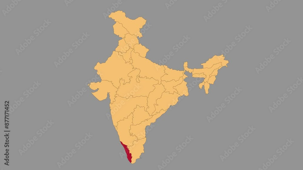 Kerala map animated video. Map Highlighted on the India map with ...