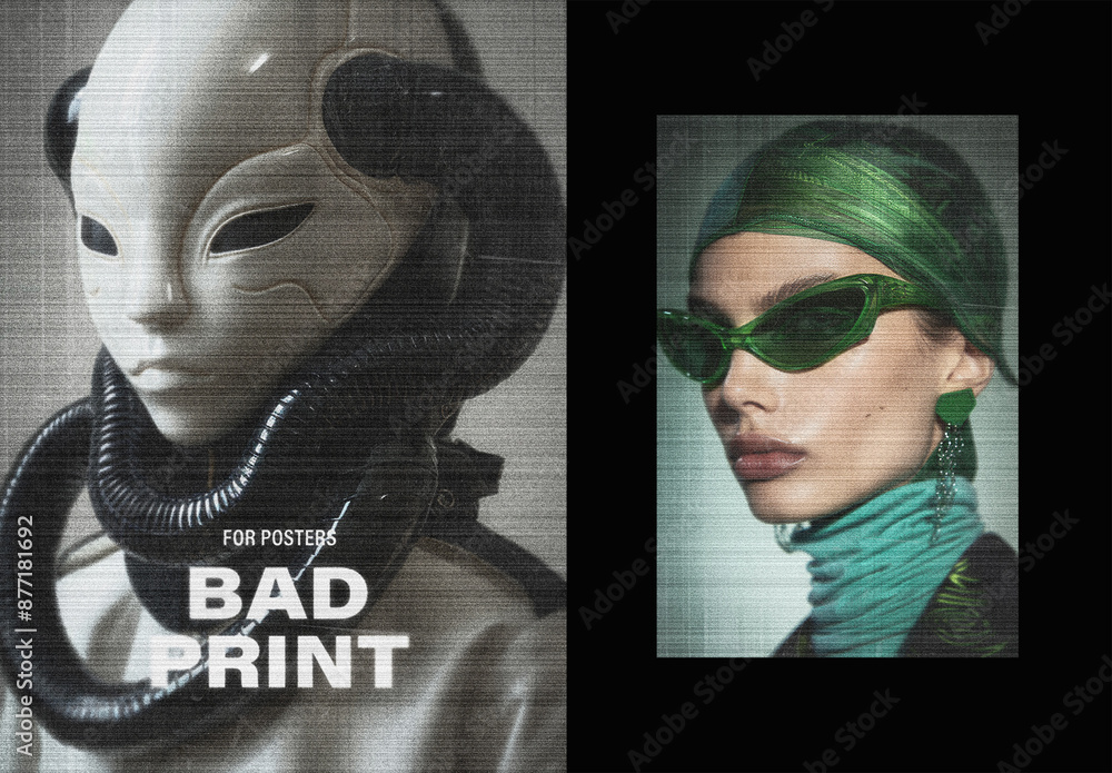 Bad Print Poster Photo Effect Mockup Stock Template | Adobe Stock