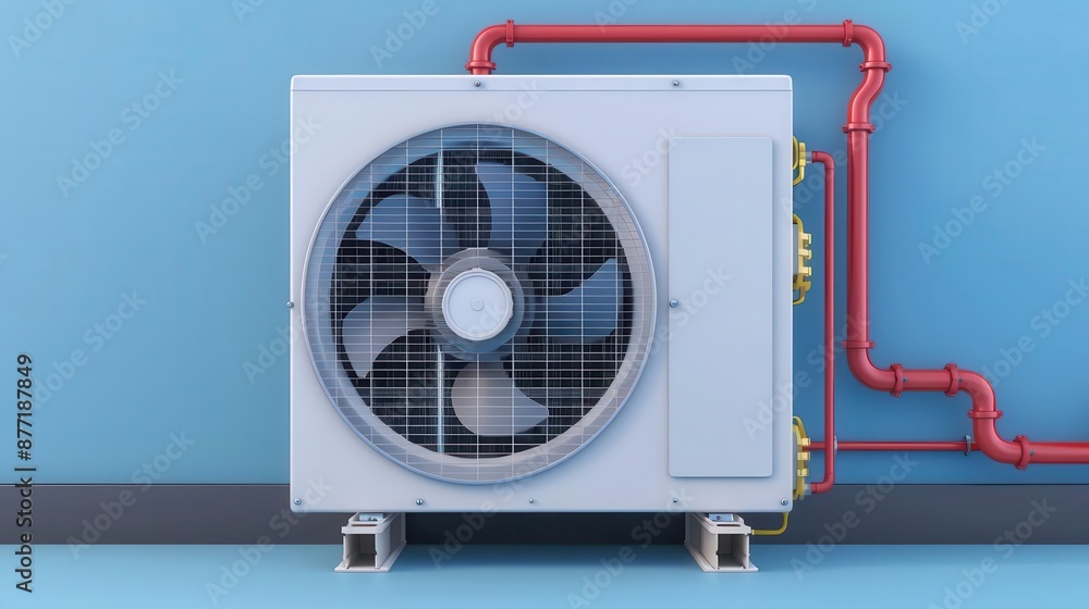 Condenser unit with cross-section showing refrigerant flow, cooling ...