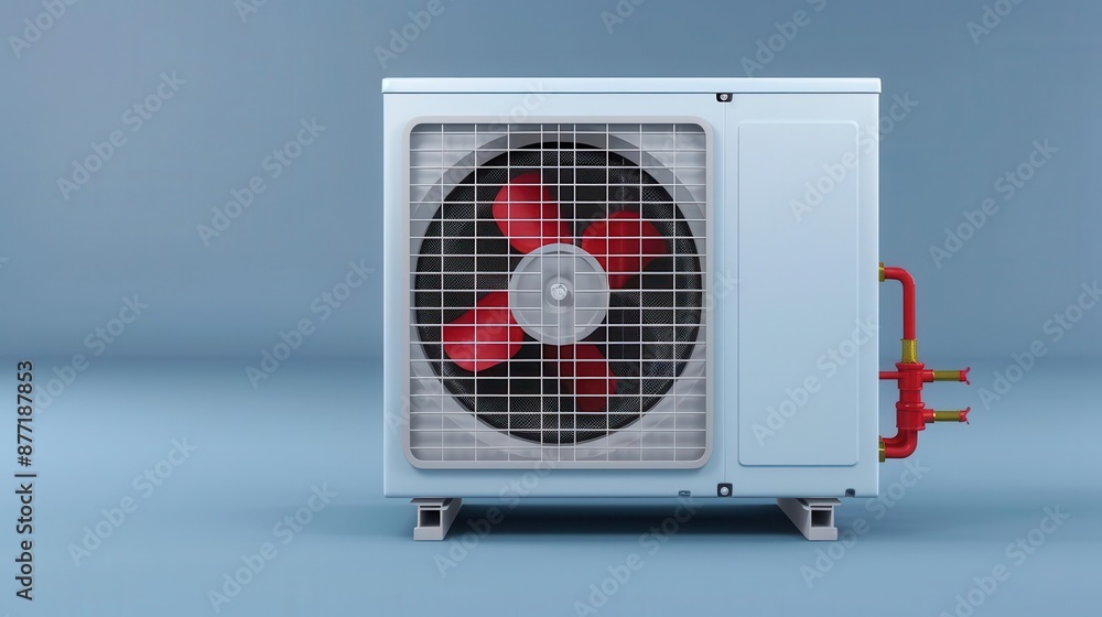 Condenser unit with cross-section showing refrigerant flow, cooling ...