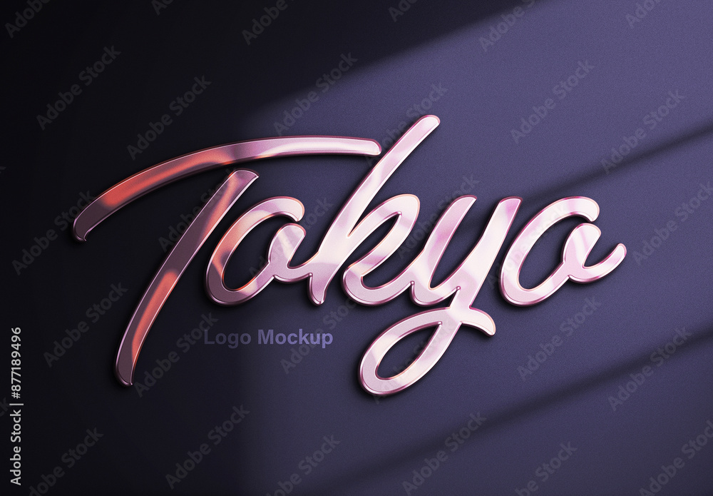 Pink Polished Glossy Glass Logo Mockup Stock Template | Adobe Stock