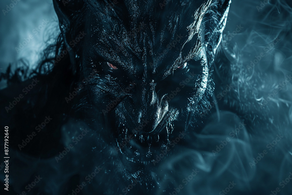 Generated with AI picture of scary demon and a satan in an angry scene ...