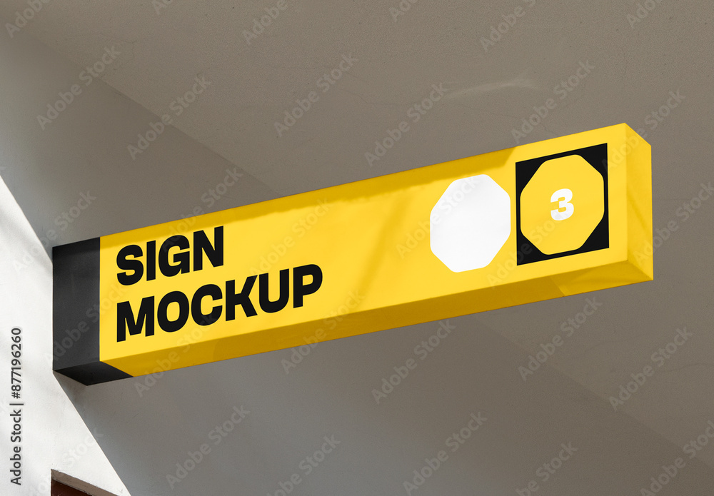 Sign on Wall Mockup Stock Template | Adobe Stock