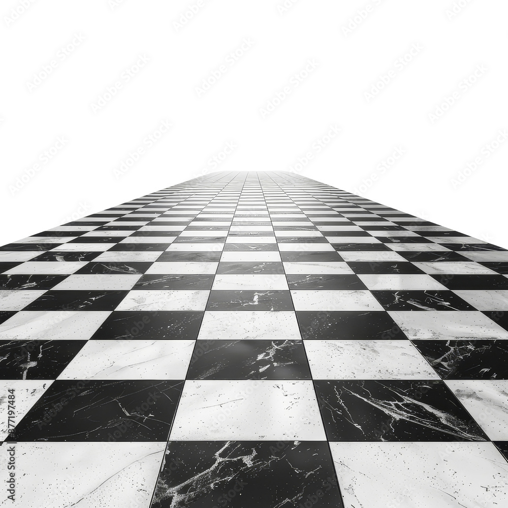 Curved pathway with black and white checkered with transparent ...