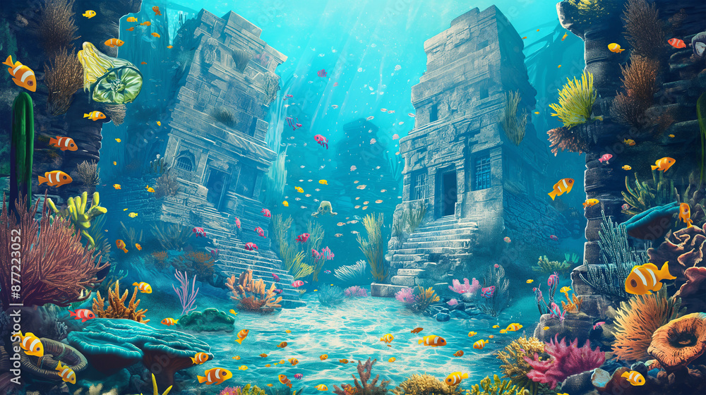 Underwater isolation background, game background, mobile game, video ...