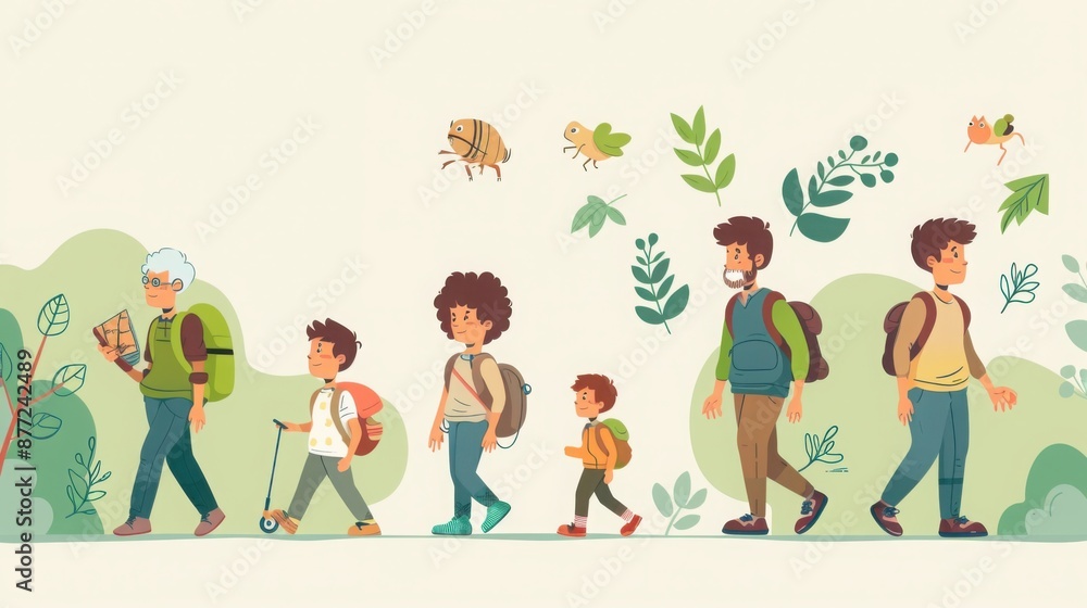 Illustration showcasing stages of human growth from childhood to ...