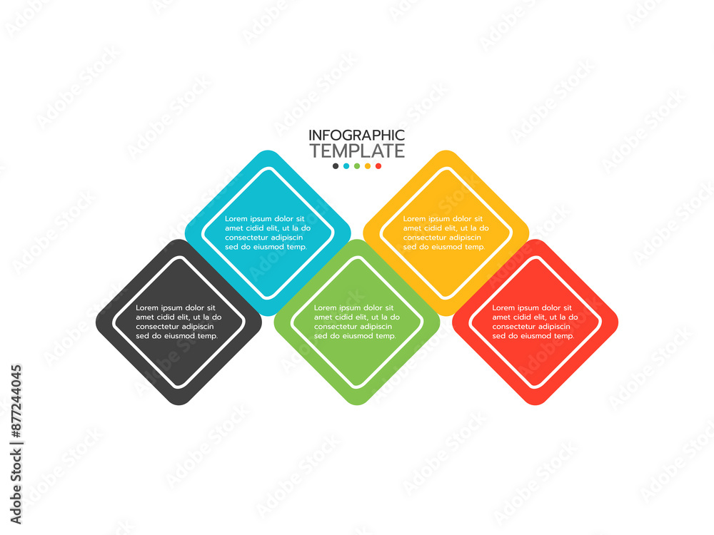 Timeline infographic template with 5 step timeline. Infographic vector ...