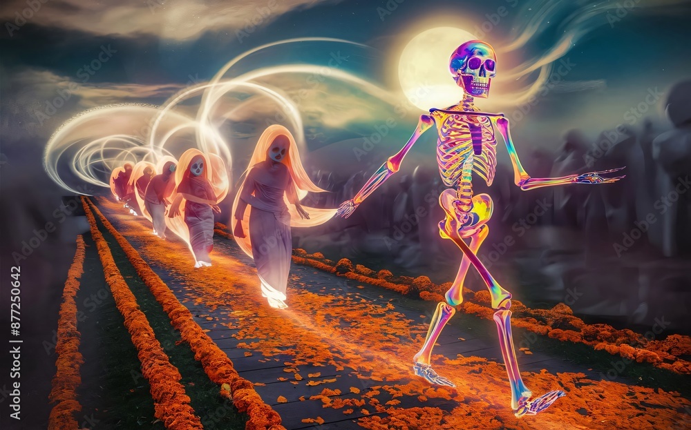 Spirit Guide A mystical scene of a spirit guide, depicted as a colorful ...