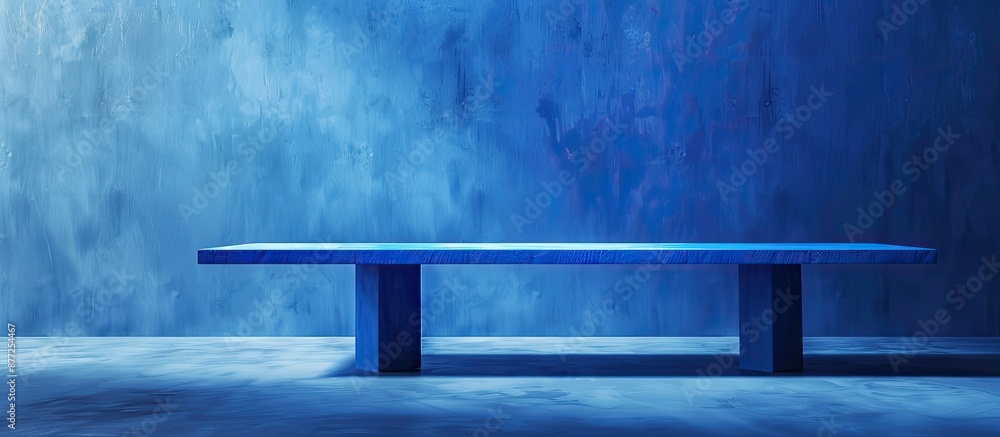 Beautiful blue table on a blue background with copy space image ...