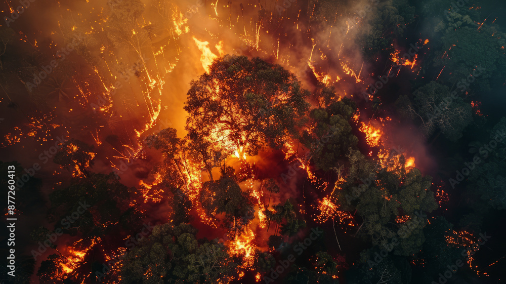 laser is burning the forest, monkeys in the forest are burning, laser ...