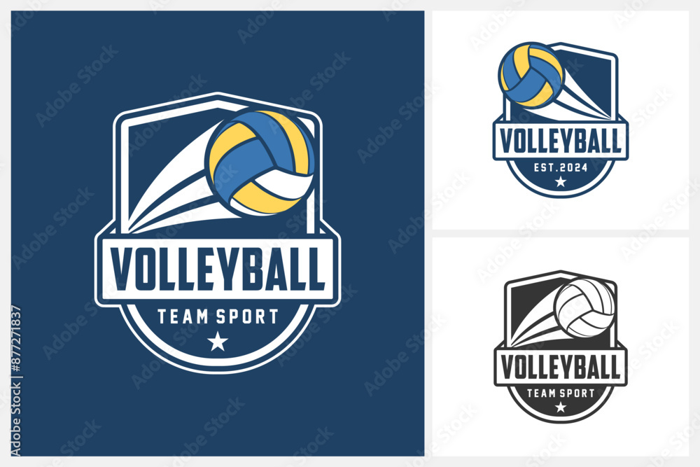 Volleyball logo design template, volleyball team emblem collection ...