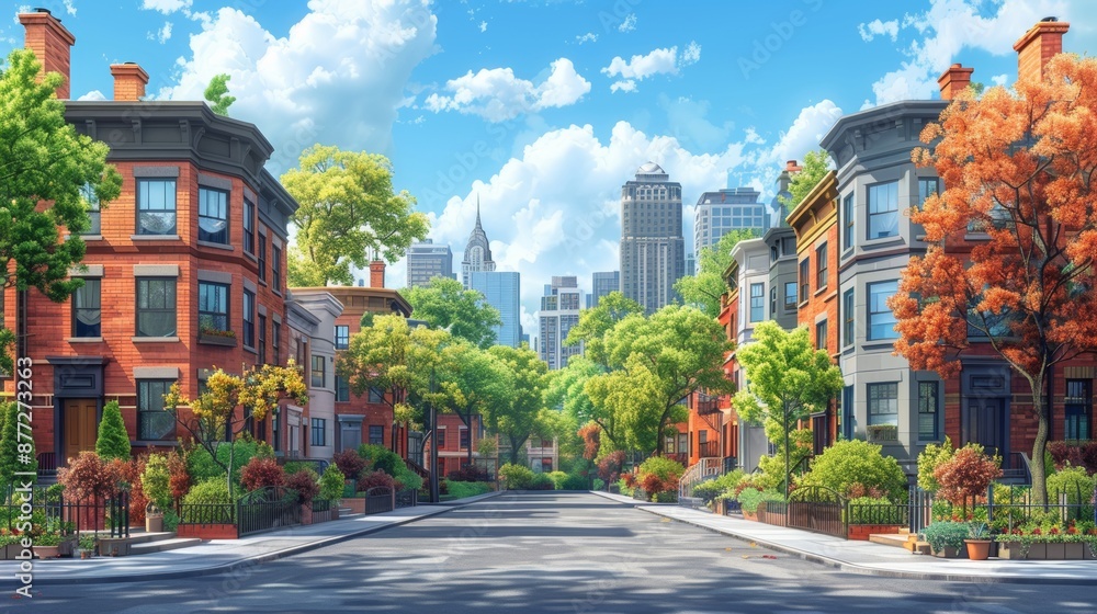 Animated Cartoon Cityscape with alleyways, streets, parks, and ...