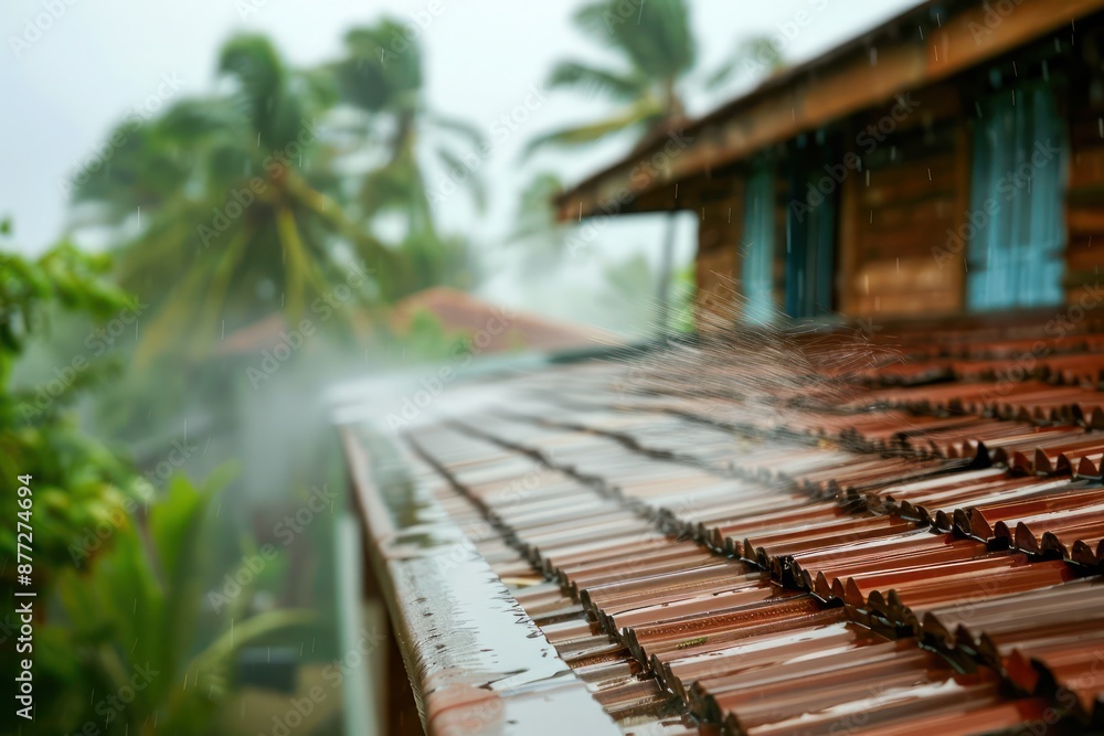 Powerful Winds Damage Roof During Storm, Rain, and Gusts, Emergency ...