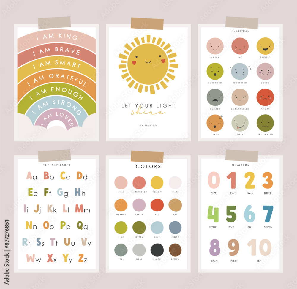 Set of Educational Posters, Kids Wall Decor, Kindergarten Decor ...