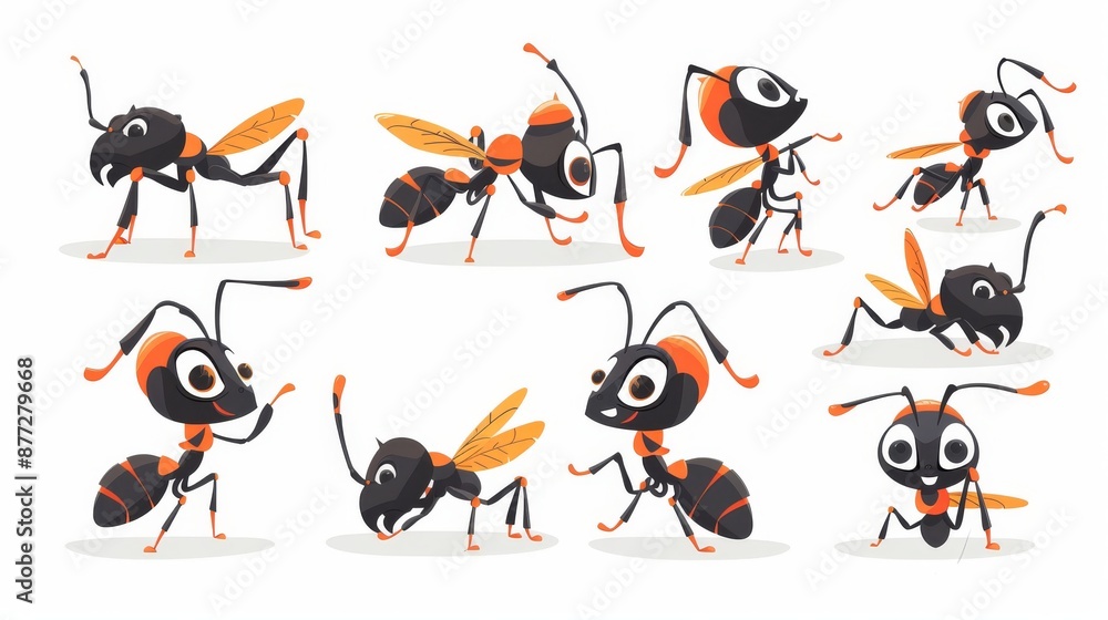 Cute cartoon ants on a white background talking about something Stock ...