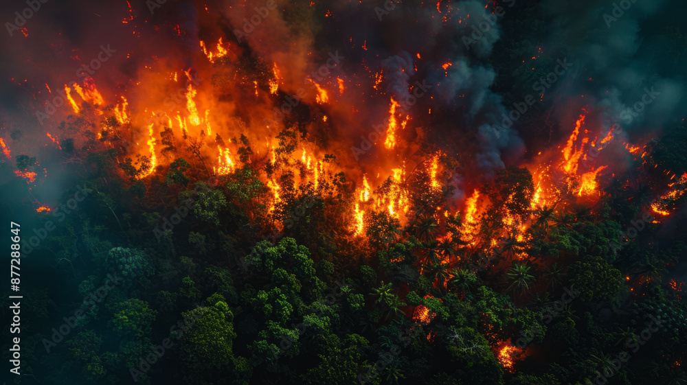 laser is burning the forest, monkeys in the forest are burning, laser ...