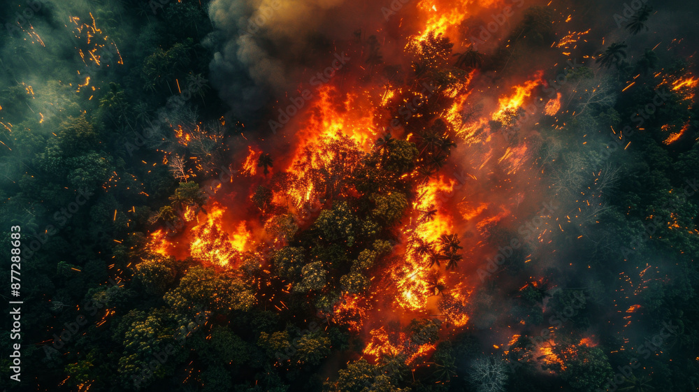 laser is burning the forest, monkeys in the forest are burning, laser ...