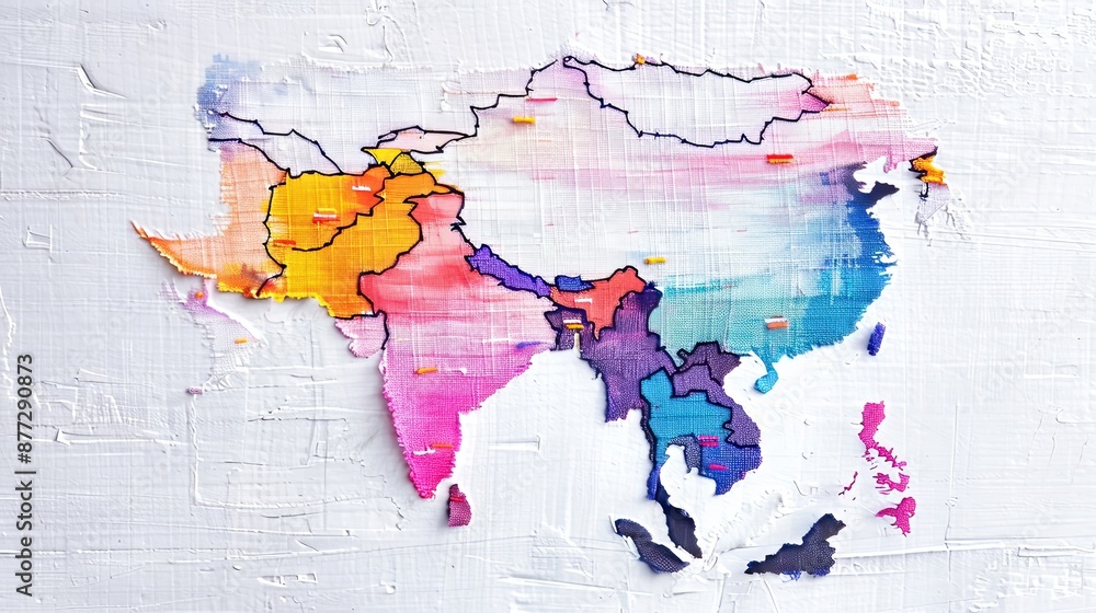 Colorful Indian Subcontinent Textile Art Depicting Unity and Diversity ...