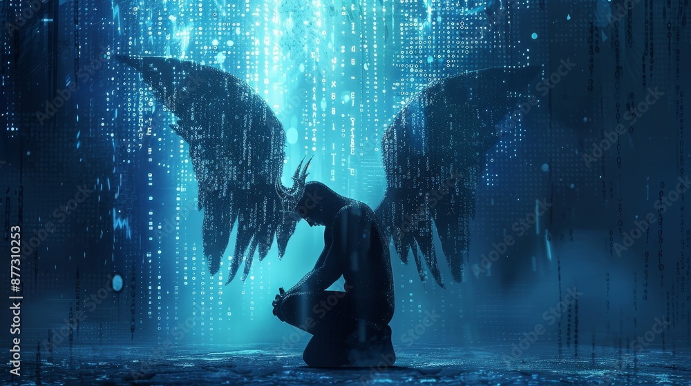 The Fallen Supernatural Being Angel with Horns in a Bikini Top and ...