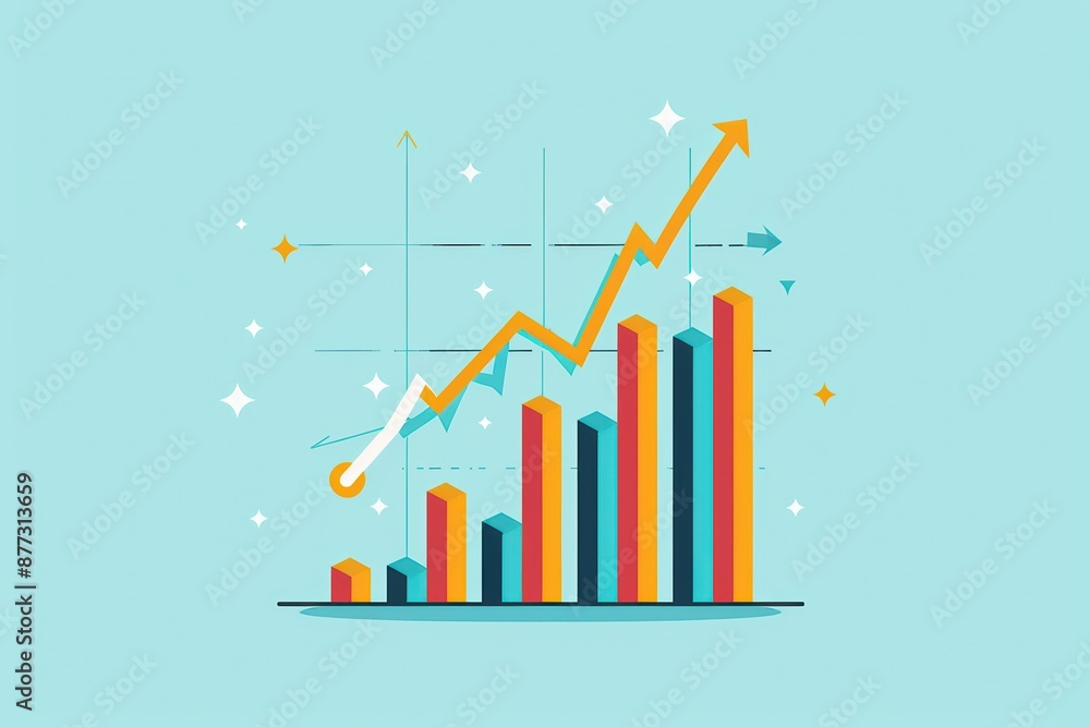 Illustrative representation of a growth chart with bar graphs and ...