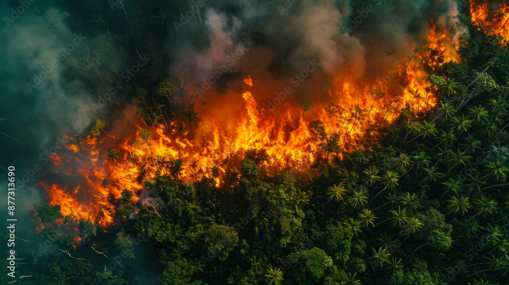 laser is burning the forest, monkeys in the forest are burning, laser ...