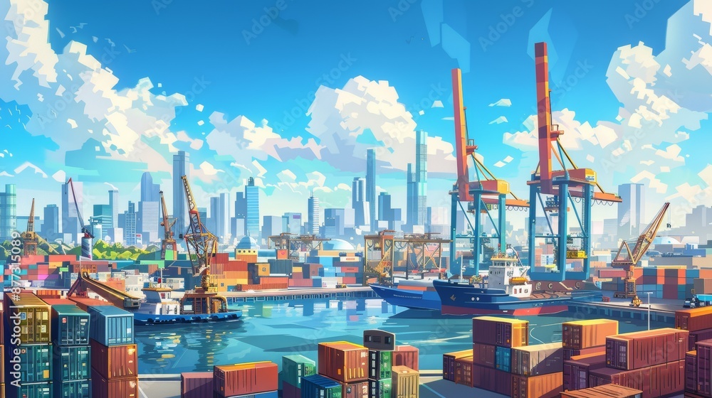 An animated port town transformed a bustling harbor, with ships of all ...