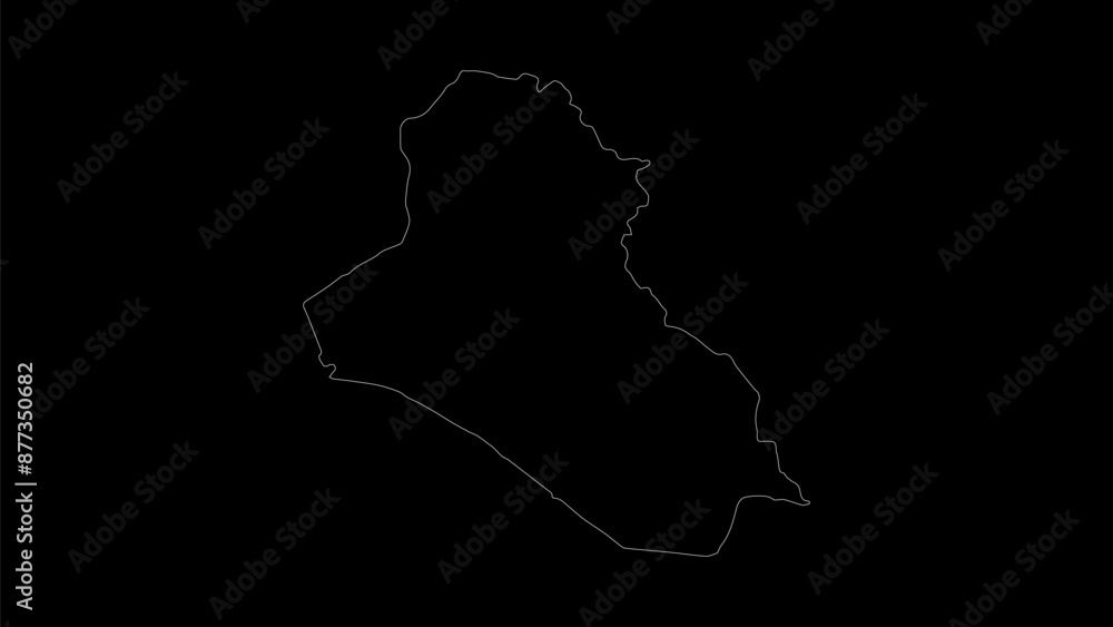 Iraq map vector illustration. Drawing with a white line on a black ...