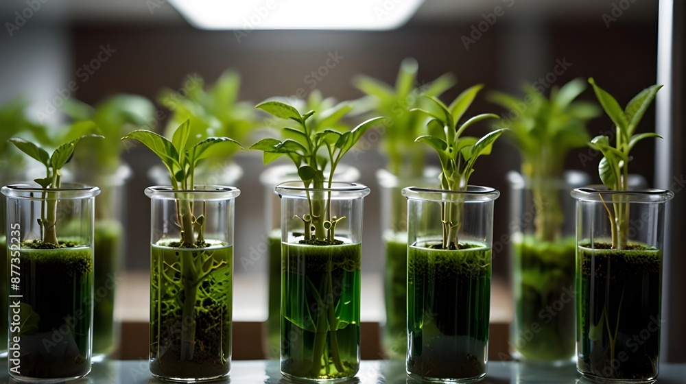 Many Green Plants in Test Tubes,plant propagation, lab plants ...