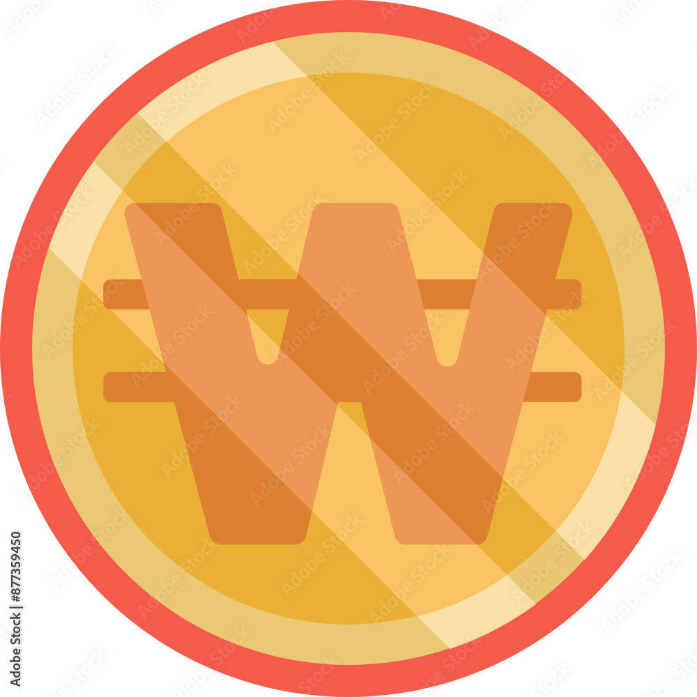 The South Korean Won icon features the national currency symbol ...