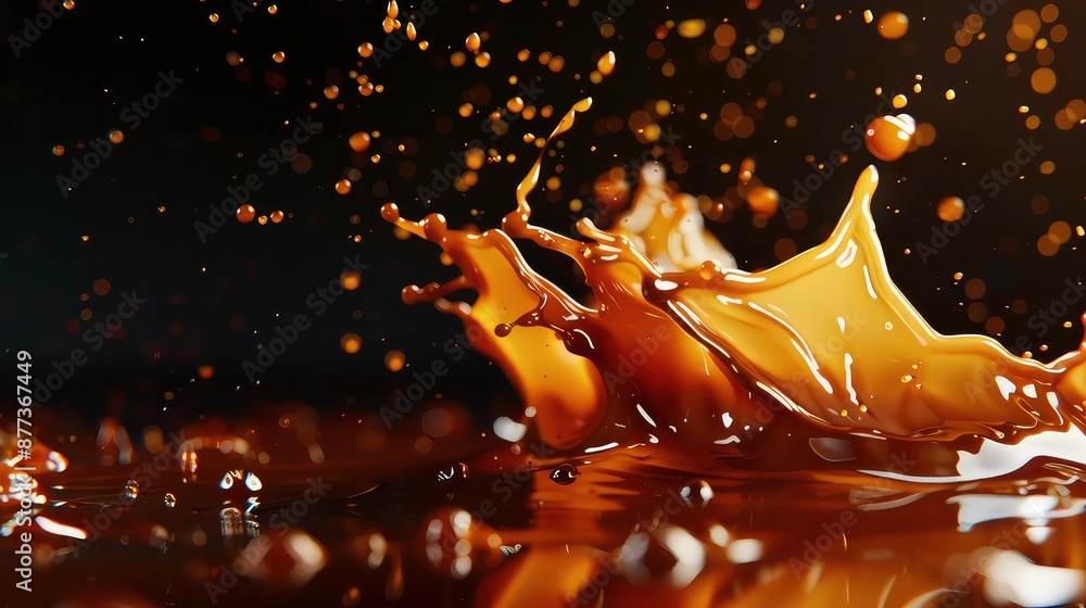 Caramel splash milk sauce chocolate liquid background cream explosion ...