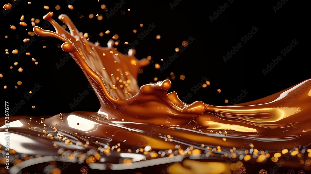 Caramel splash milk sauce chocolate liquid background cream explosion ...