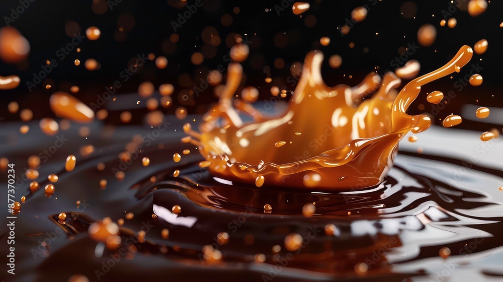 Caramel splash milk sauce chocolate liquid background cream explosion ...