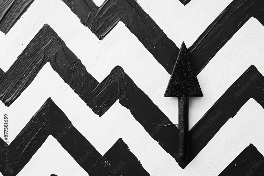 Abstract black and white chevron pattern background, with space for ...