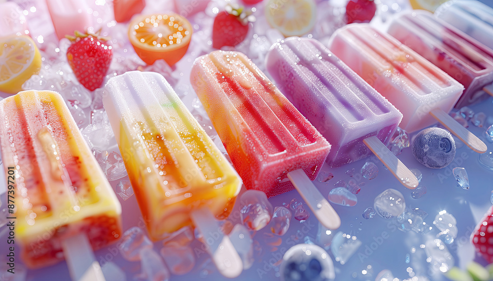 Bright product photography of selection of bright multicolored ice ...