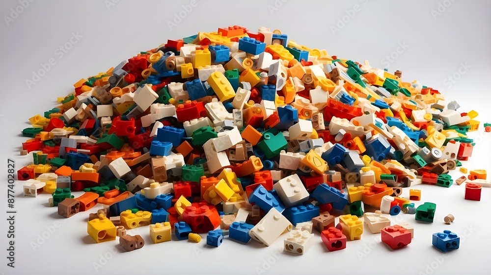 White background, white space in the center of picture. A pile of ...