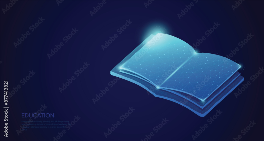 3d book low poly wireframe art on blue background vector illustration ...