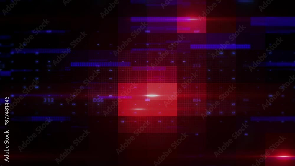 Futuristic screen display matrix, hi-tech digital data telemetry with ...