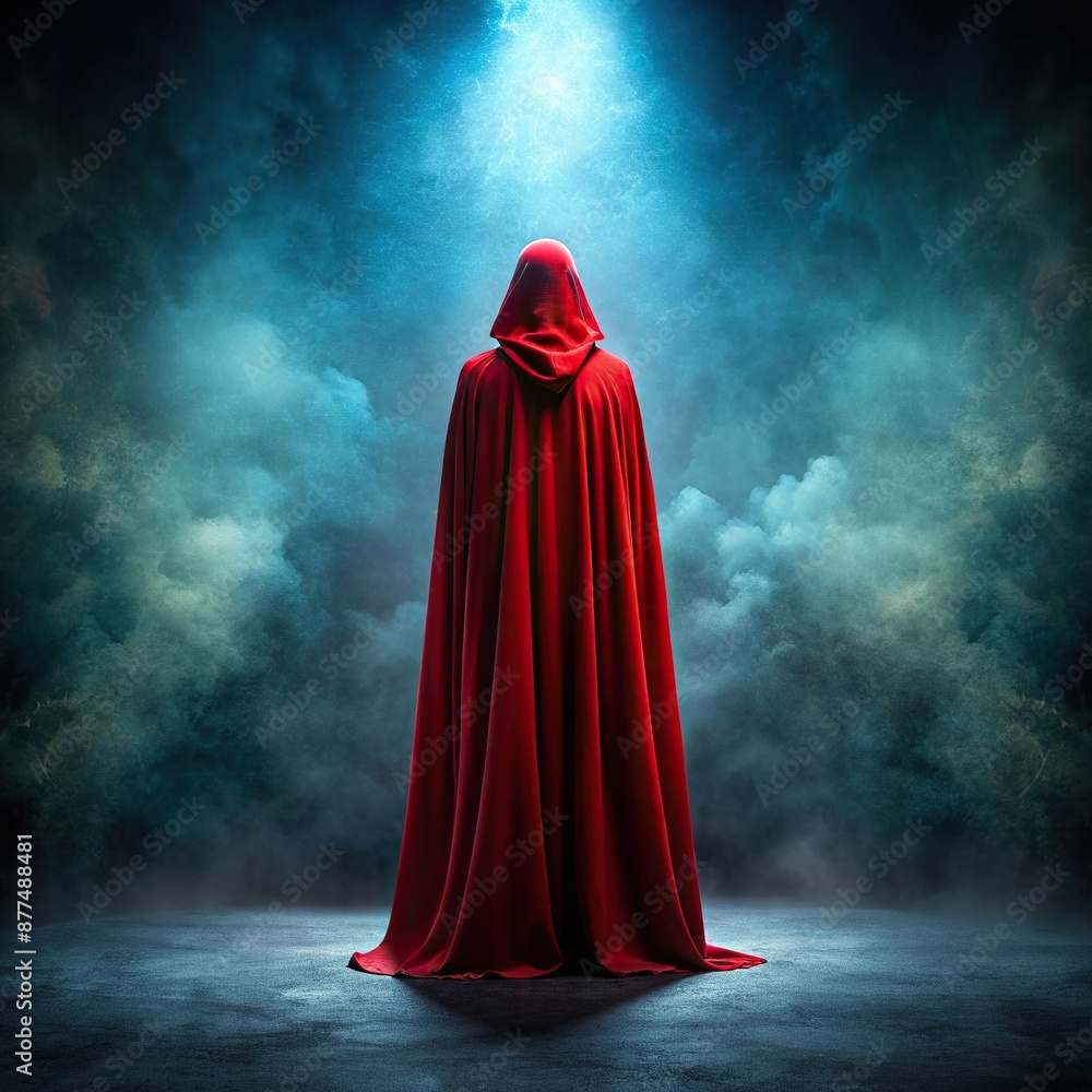 mysterious figure cloaked in a red cape horror background, background, figure, cloaked Stock ...