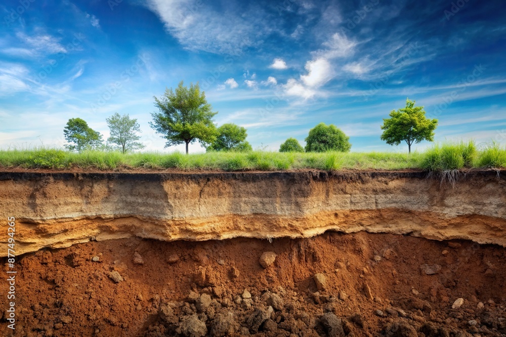 Eroding soil subsoil and bedrock underground soil layer of cross ...