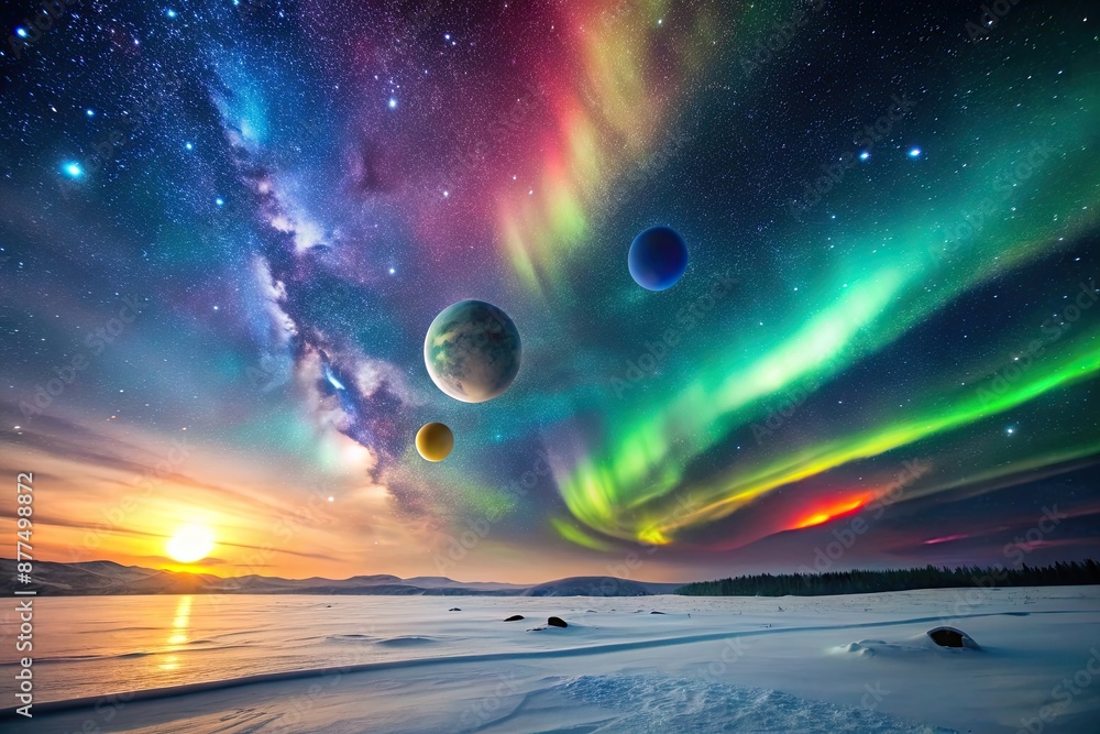 background starry sky planets galaxies constellations nebulae northern ...