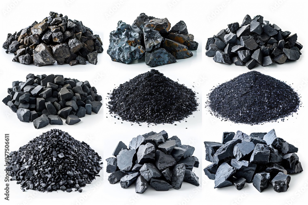Various Forms of Coal and Charcoal in Different Sizes and Textures ...