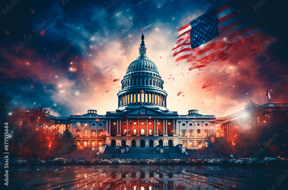 American flag and US Capitol building logos for your business or ...