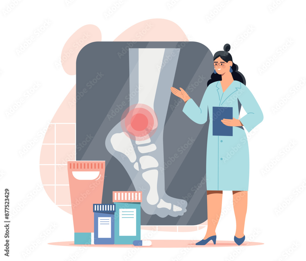 Traumatologist with xray. Young girl in medical uniform with xray image ...