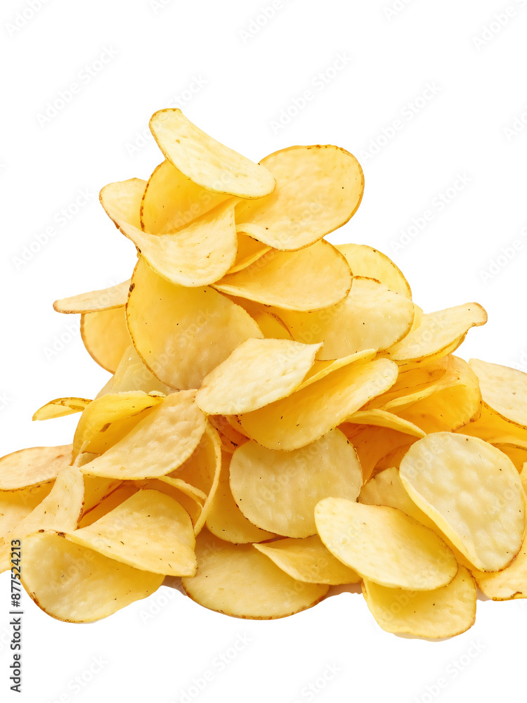 Pile of potato chips, Potato chips falling to the ground. Manual cut ...