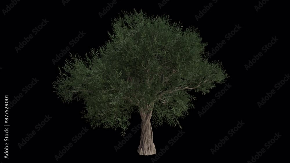 Common Olive Tree blowing in the wind. Wind blows the Olea Europaea ...
