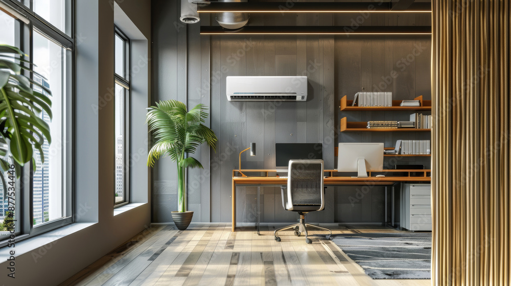 office hvac system, modern office with efficient ductless mini-split ac ...